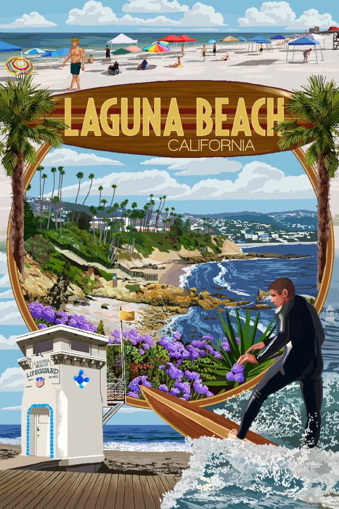 Laguna Beach, California, Montage Scenes (16x24 Giclee Gallery Art ...