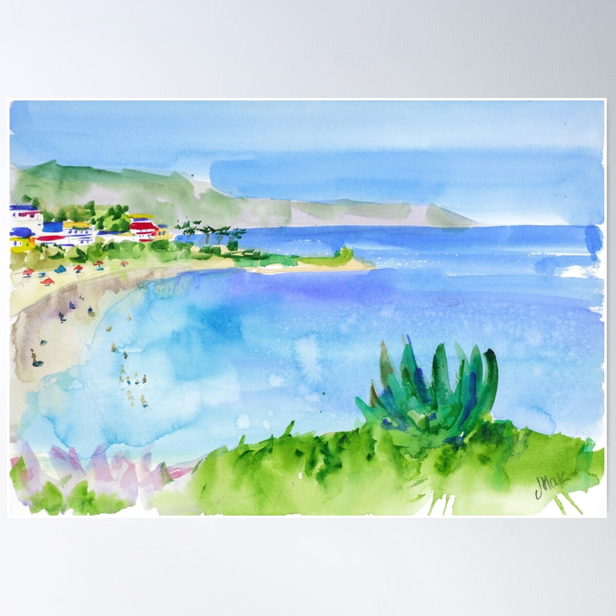 Laguna Beach Landscape Watercolor Print Poster Wall Art, Modern Wall ...