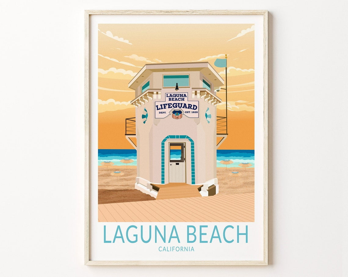 Laguna Beach Lifeguard Tower, Laguna Beach Travel Poster, Lifeguard ...
