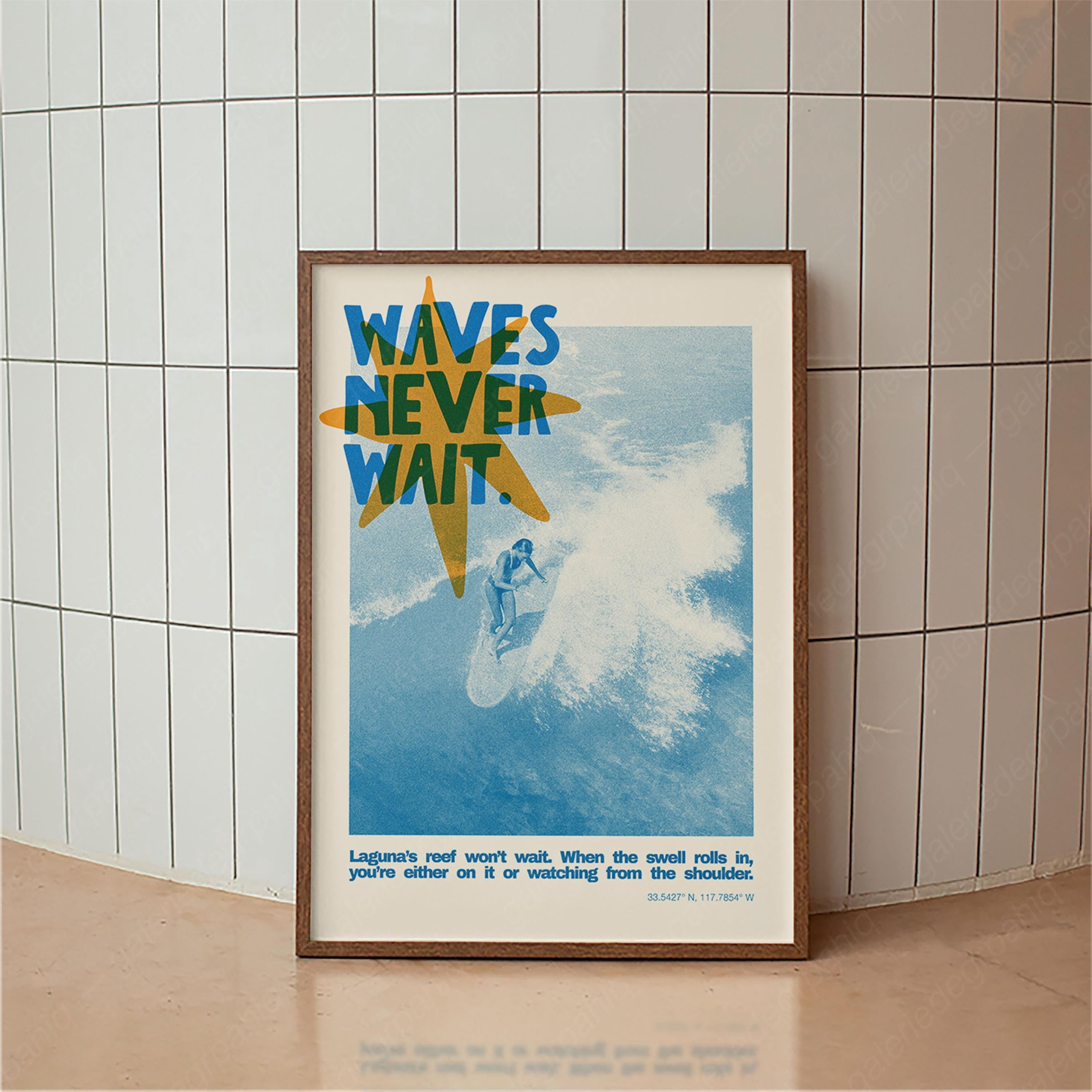 Laguna Beach Surf Poster – Vintage California Surfing Art, Minimal ...