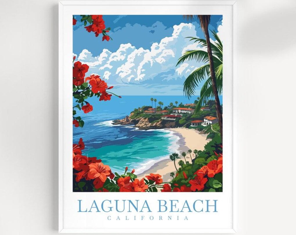 Laguna Beach Travel Print California Wall Art Laguna Beach Wall Hanging ...