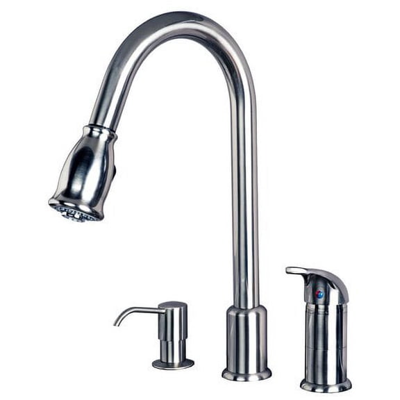 Olympia Faucets Single Hole Kitchen Faucet, Brass, Pull Down Spray ...