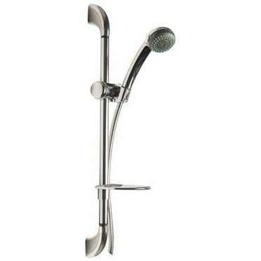 PowerSpa Drill-Free 18" Stainless Steel 3-Way Shower Slide Bar Combo ...