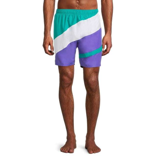 Laguna Vintage Men's Diagonal Colorblock Swim Trunks - Walmart.com