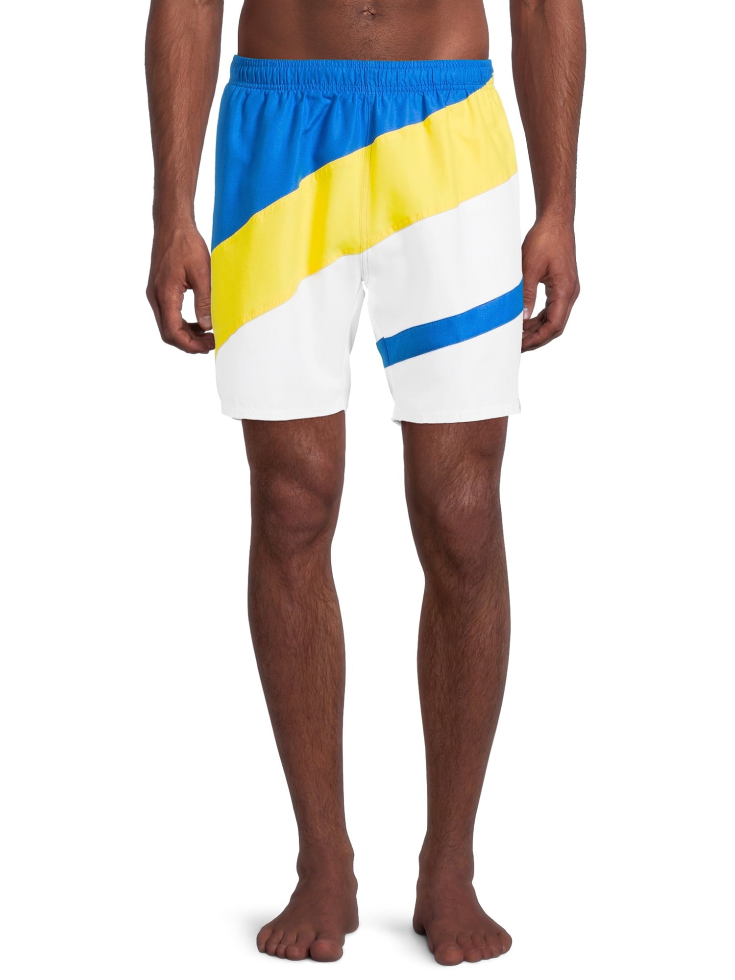 Laguna Men's Vintage Diagonal Colorblock Swim Trunks with Mesh Liner ...