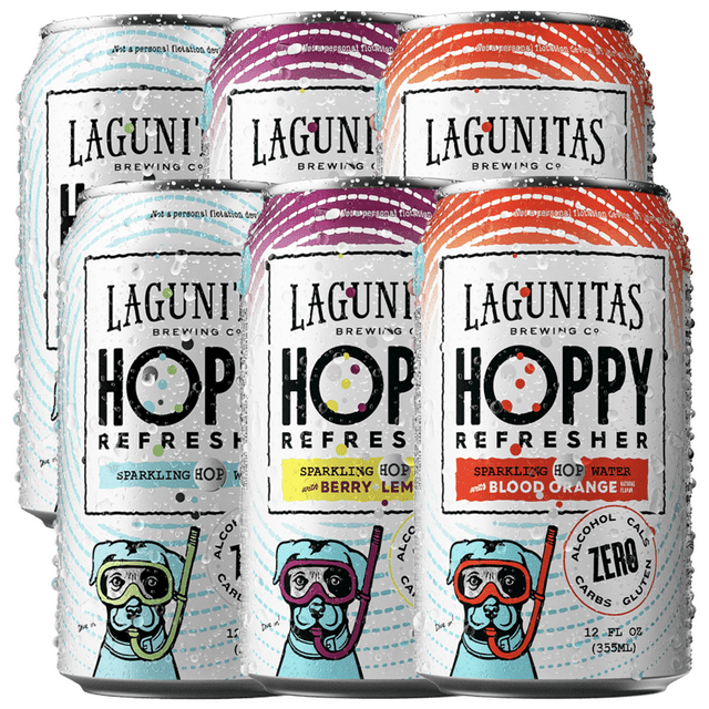 Lagunitas Hoppy Refresher, Blood Orange, Sparkling Hop Water & Berry Lemon, Non-Alcoholic Hop ...