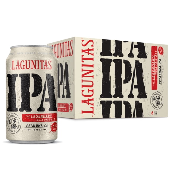 Lagunitas IPA, 6 Pack Craft Beer, 12 fl oz Cans, 6.2% ABV, West Coast ...