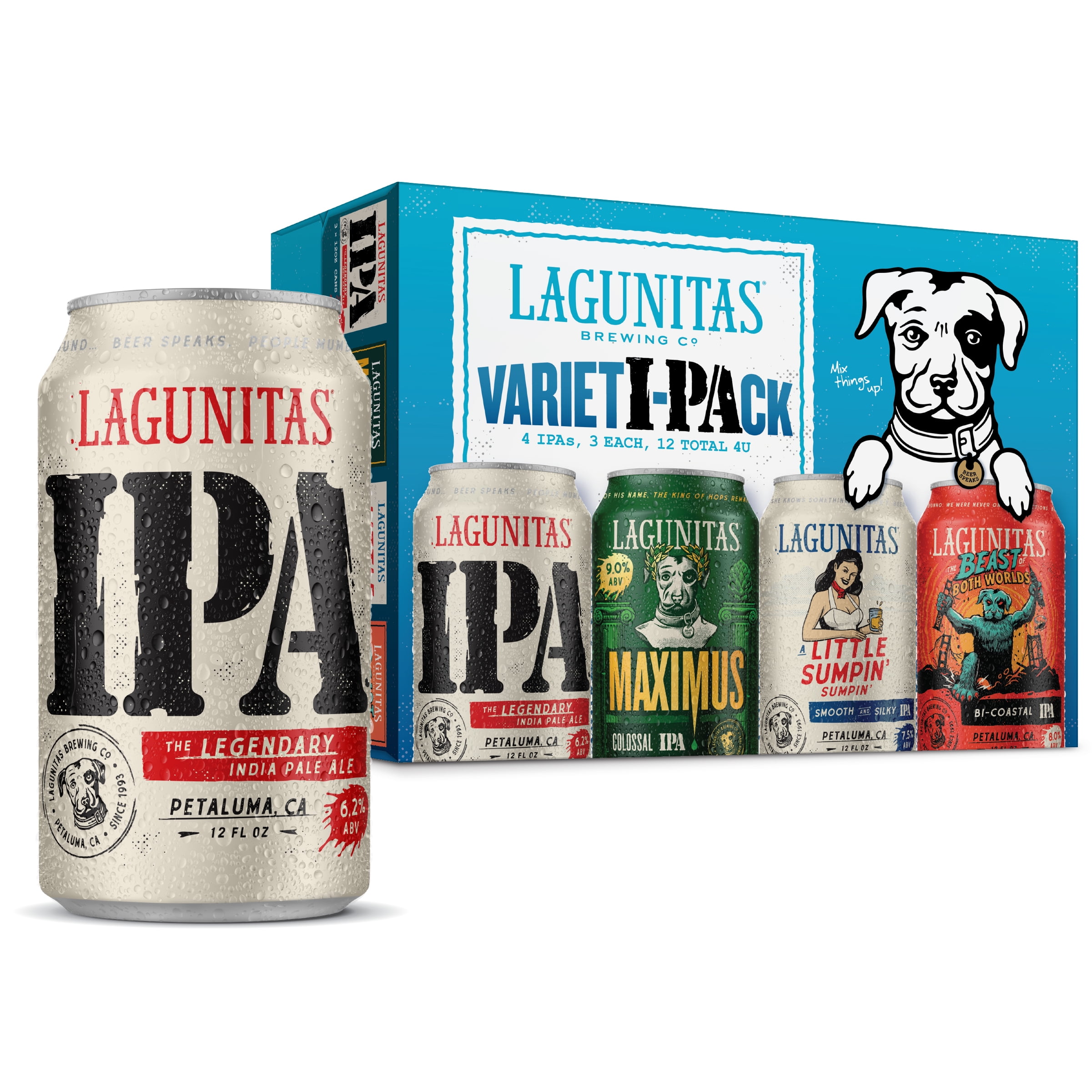 Lagunitas Craft Beer Variety Pack 12 cans 12 fl oz with IPAs and Hazy Wonder - Walmart.com