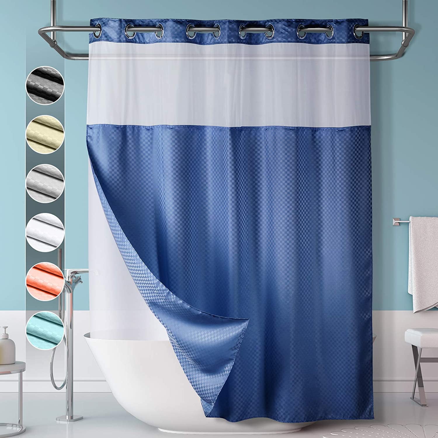 Lagute SnapHook PEVA Shower Curtain with Liner & Top Window | Hotel ...