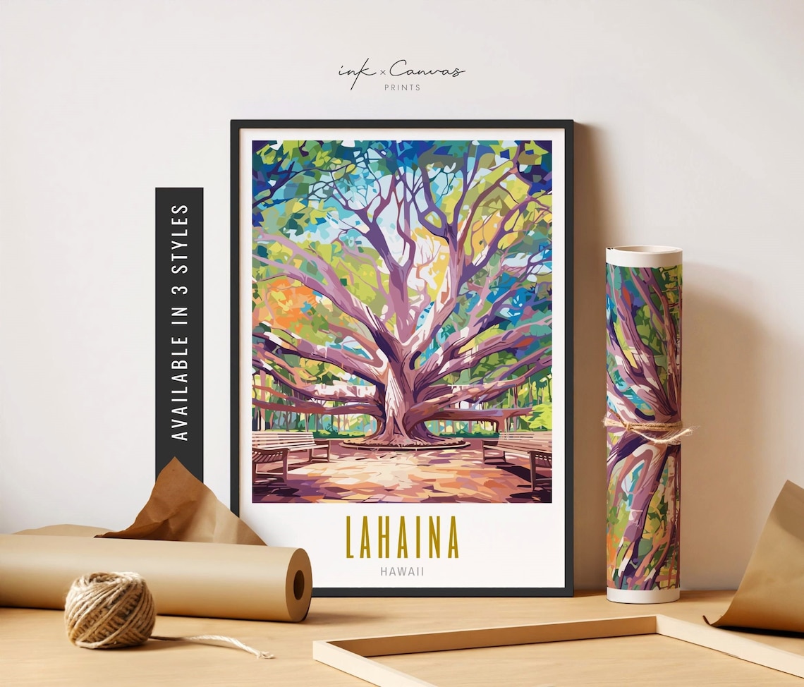 Lahaina Banyan Tree Poster Lahaina Strong Maui Art Lahaina Travel ...