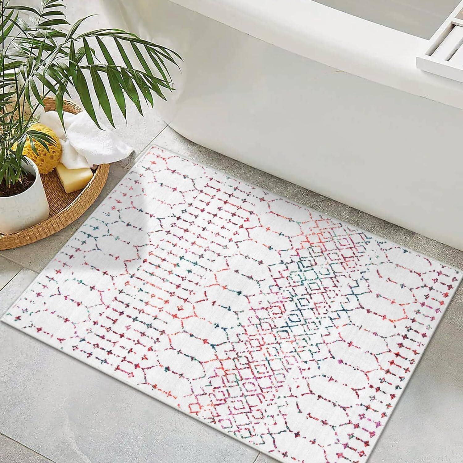 Lahome 2'x3' Moroccan Entryway Washable Rugs,Non-Slip Thin Kitchen Rug ...