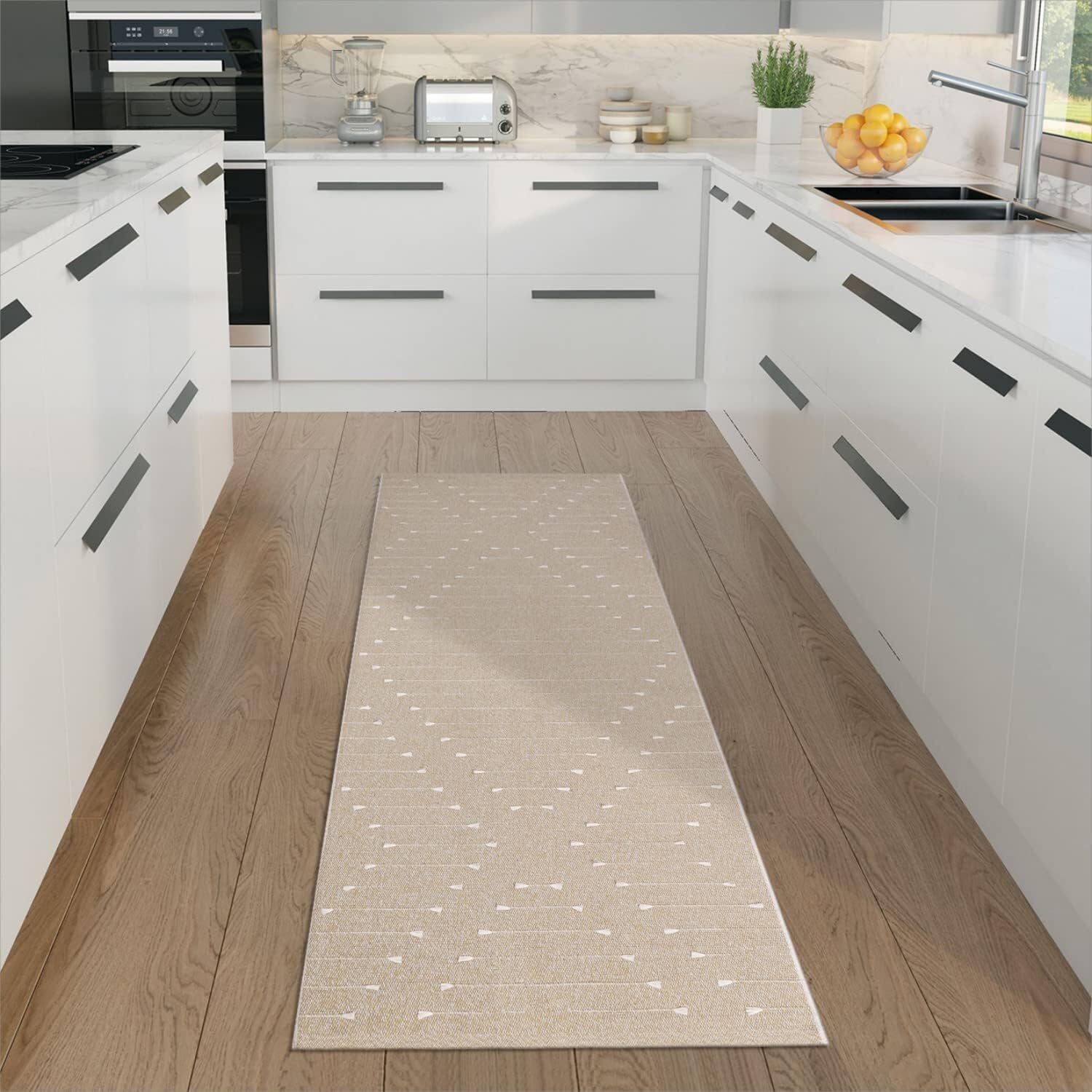 Lahome 2'x6' Khaki Runner Rug, Cotton Woven Boho Throw Rug, Washable ...