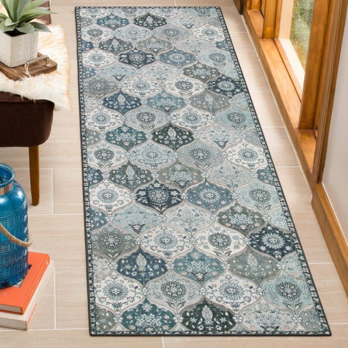 Lahome 2'x6' Moroccan Trellis Area Rug,Entry Rug Non-Slip Washable ...