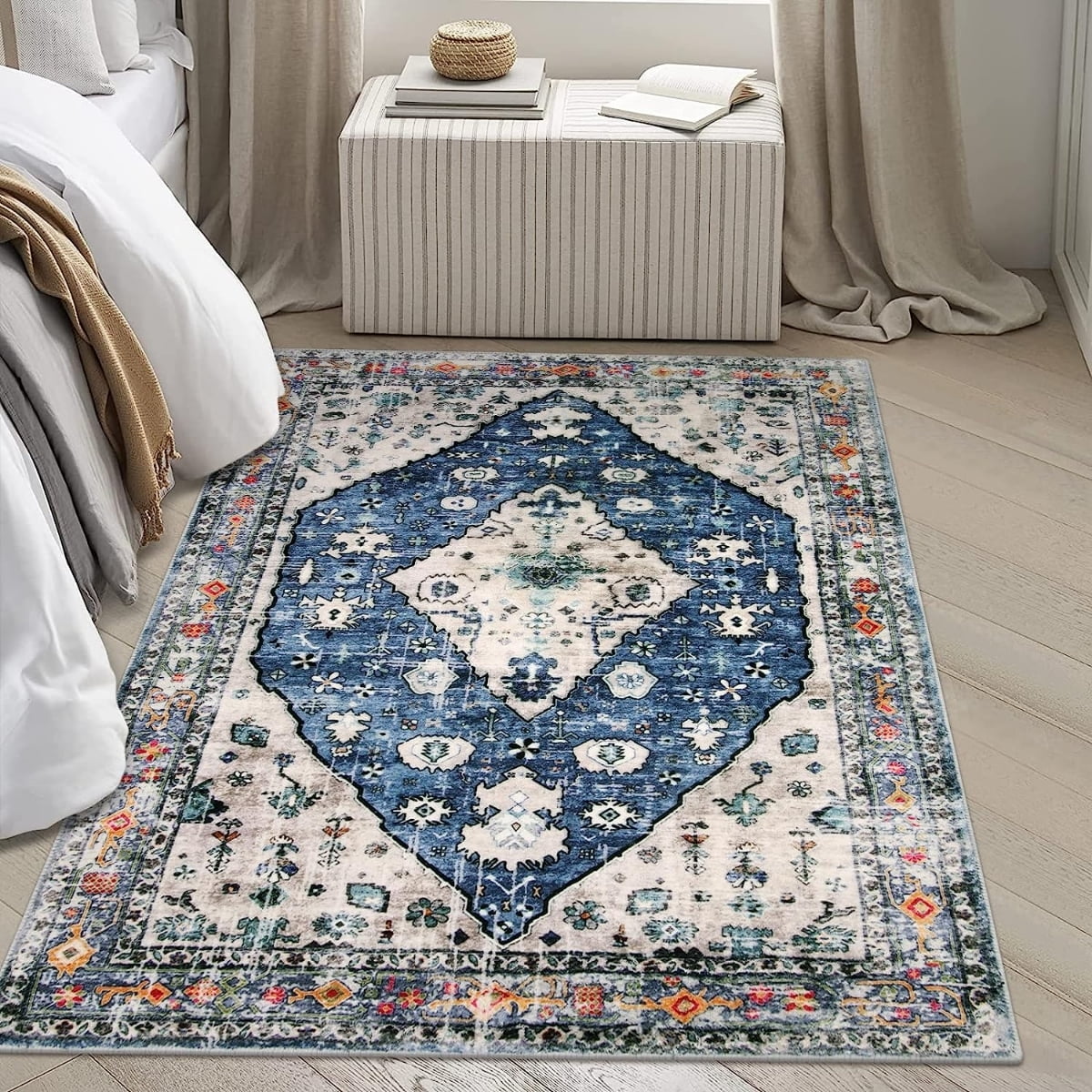 Lahome 4'x6' Area Rugs for Living Room,Machine Washable Rugs,Low Pile ...