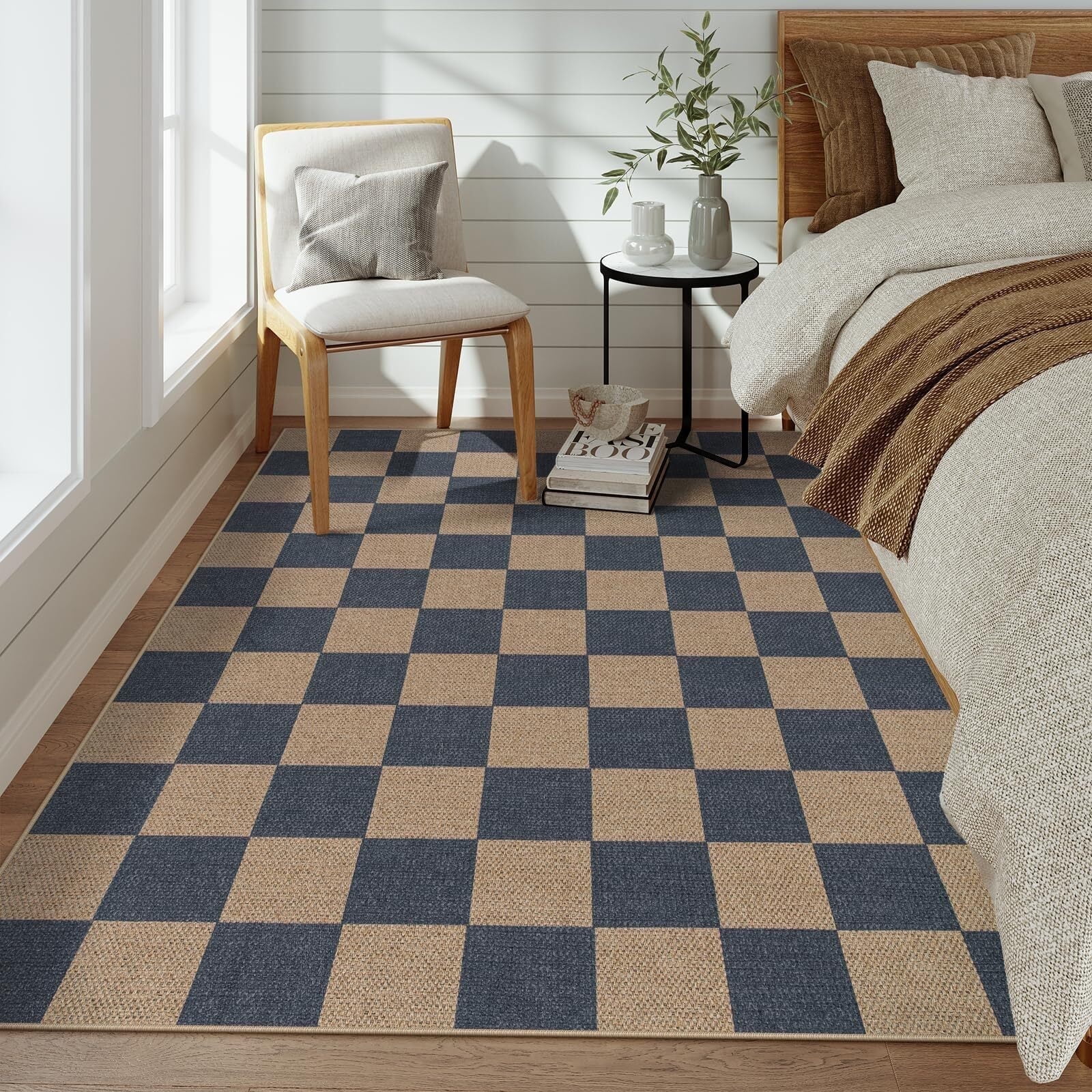 Lahome 5'x7' Checkered Easy Jute Area Rug Neutral Checkerboard ...