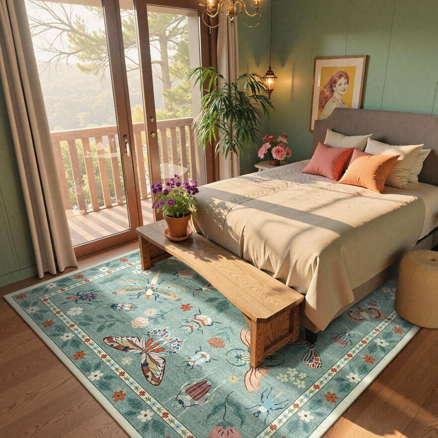 Lahome 5'x7' Insect Washable Rug, Non Slip Soft Low Pile Area Rug for ...