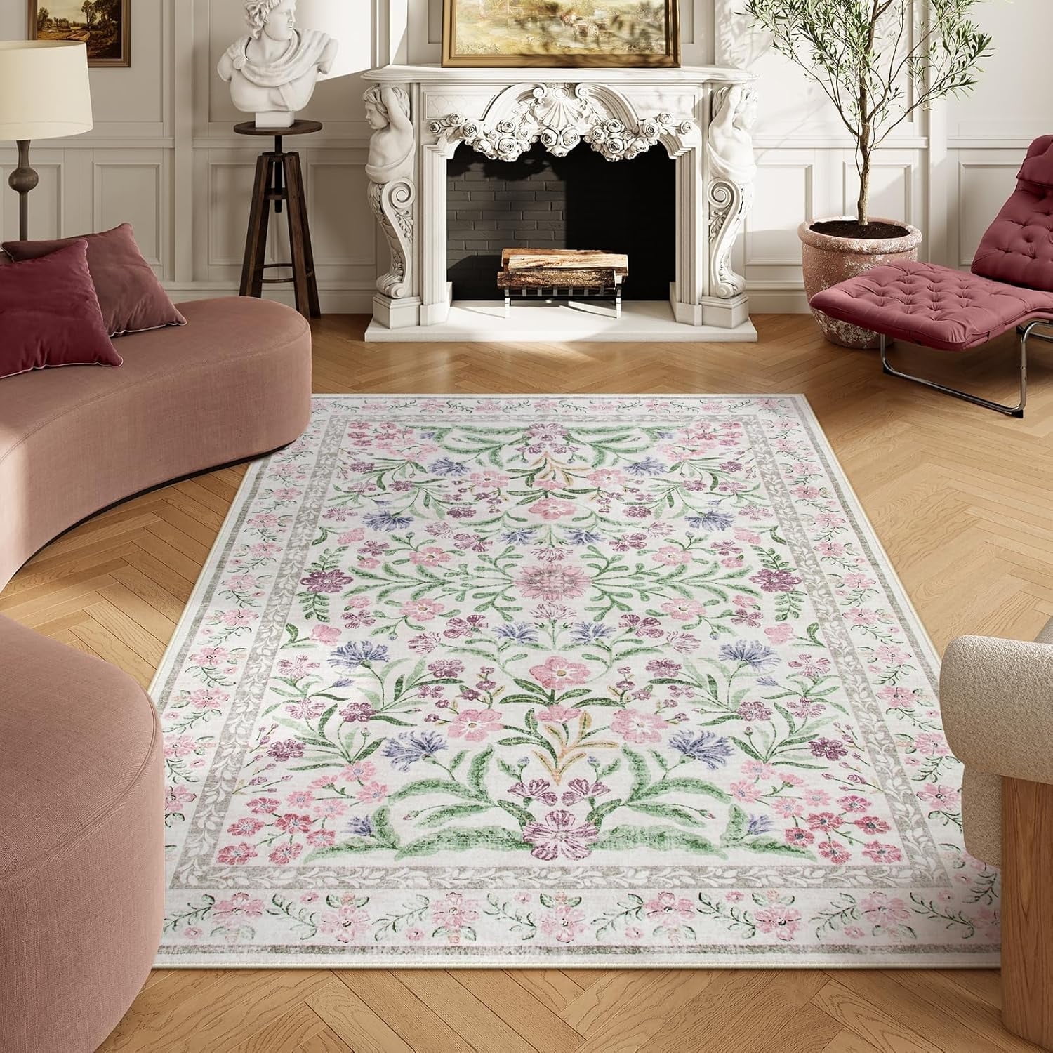 Lahome 5'x7' Washable Area Rug for Living Room with Non Slip Backing ...