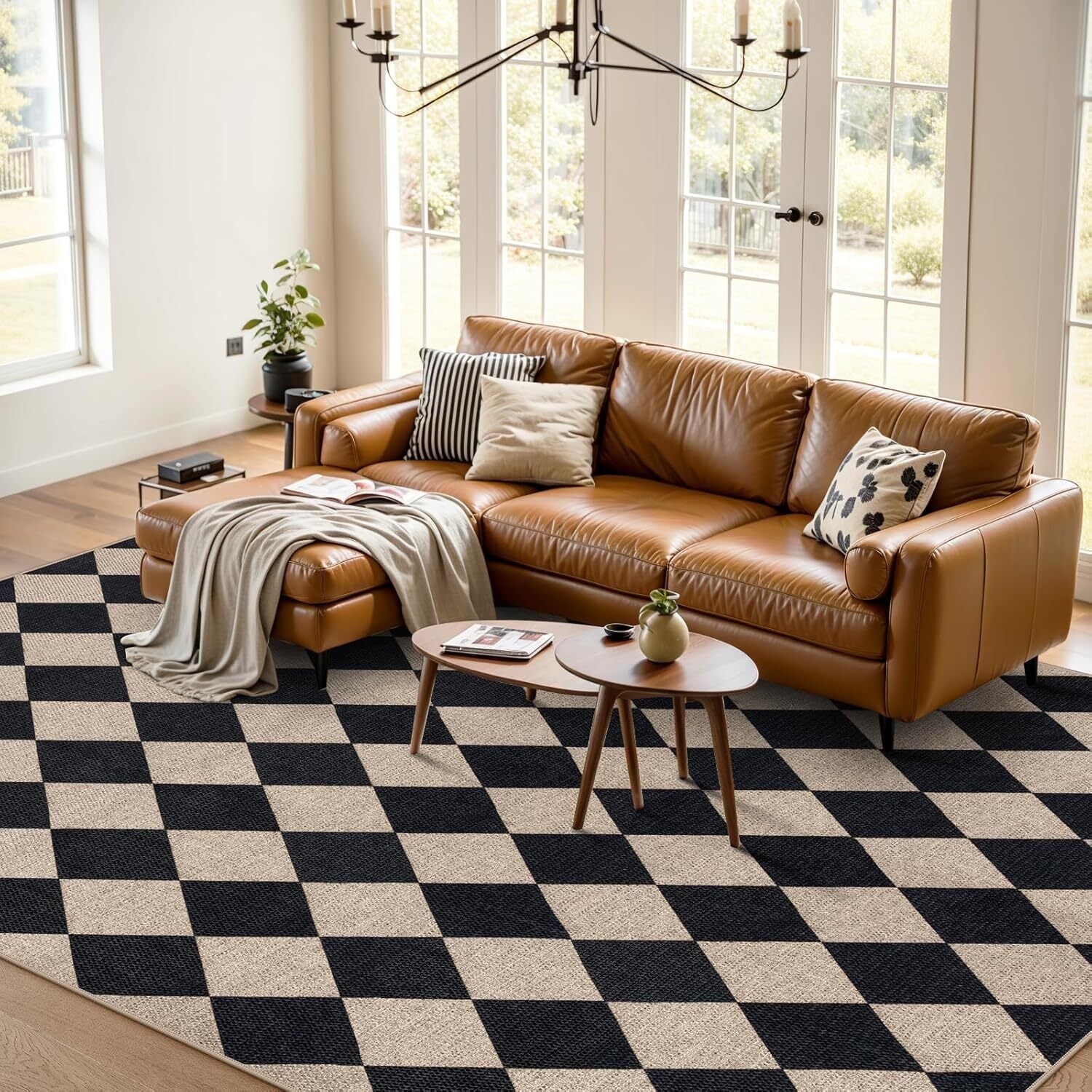 Lahome 8'x10' Checkered Easy Jute Area Rug,Outdoor Patio Rug Washable ...