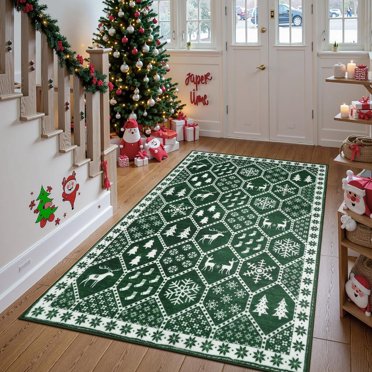 Holiday Christmas Poinsettia Design 19" X 27" Area Rug - Walmart.com