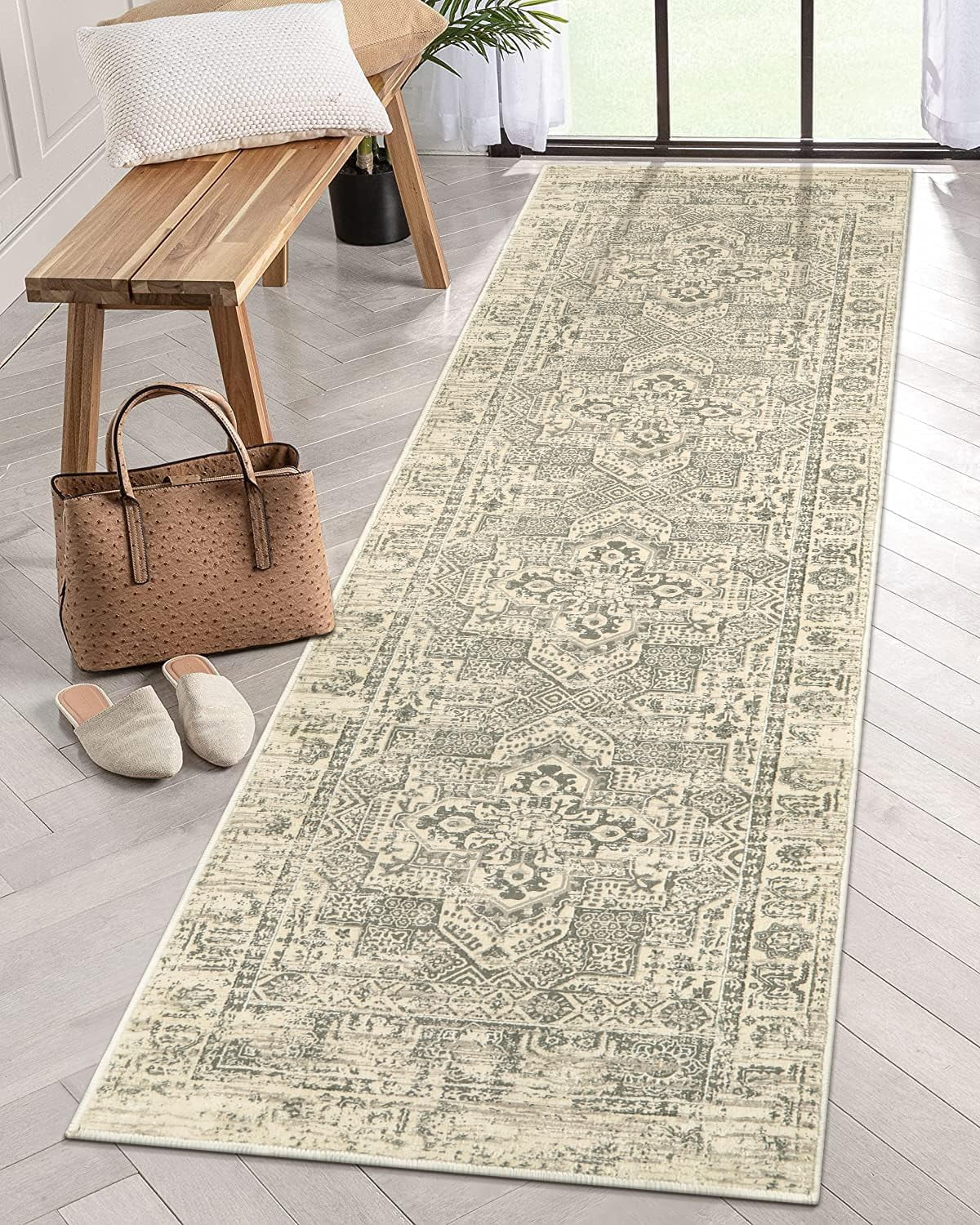 Lahome Bohemian Vintage Beige Runner Rug 2X8, Extra Soft Machine ...