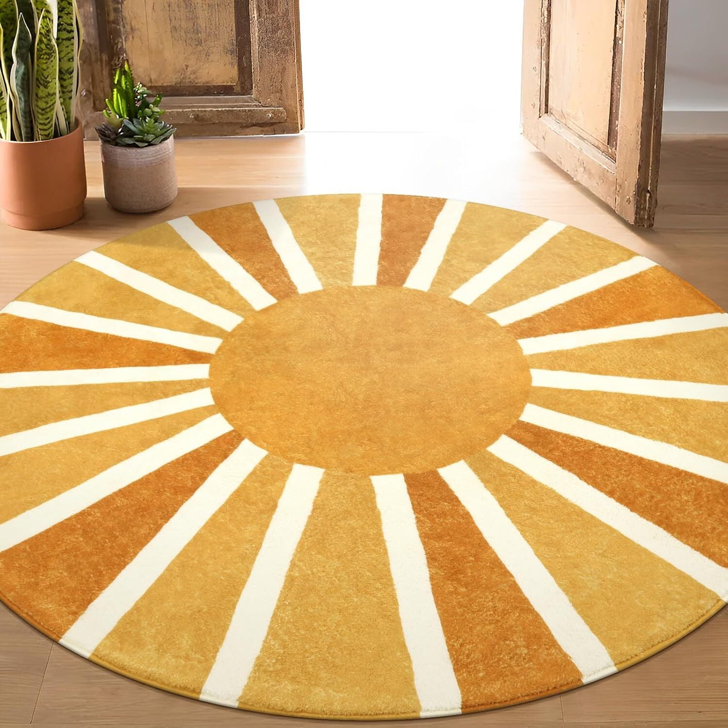 Lahome Boho Round Rugs,5ft Washable Non-Slip Small Round Area Rug Throw ...
