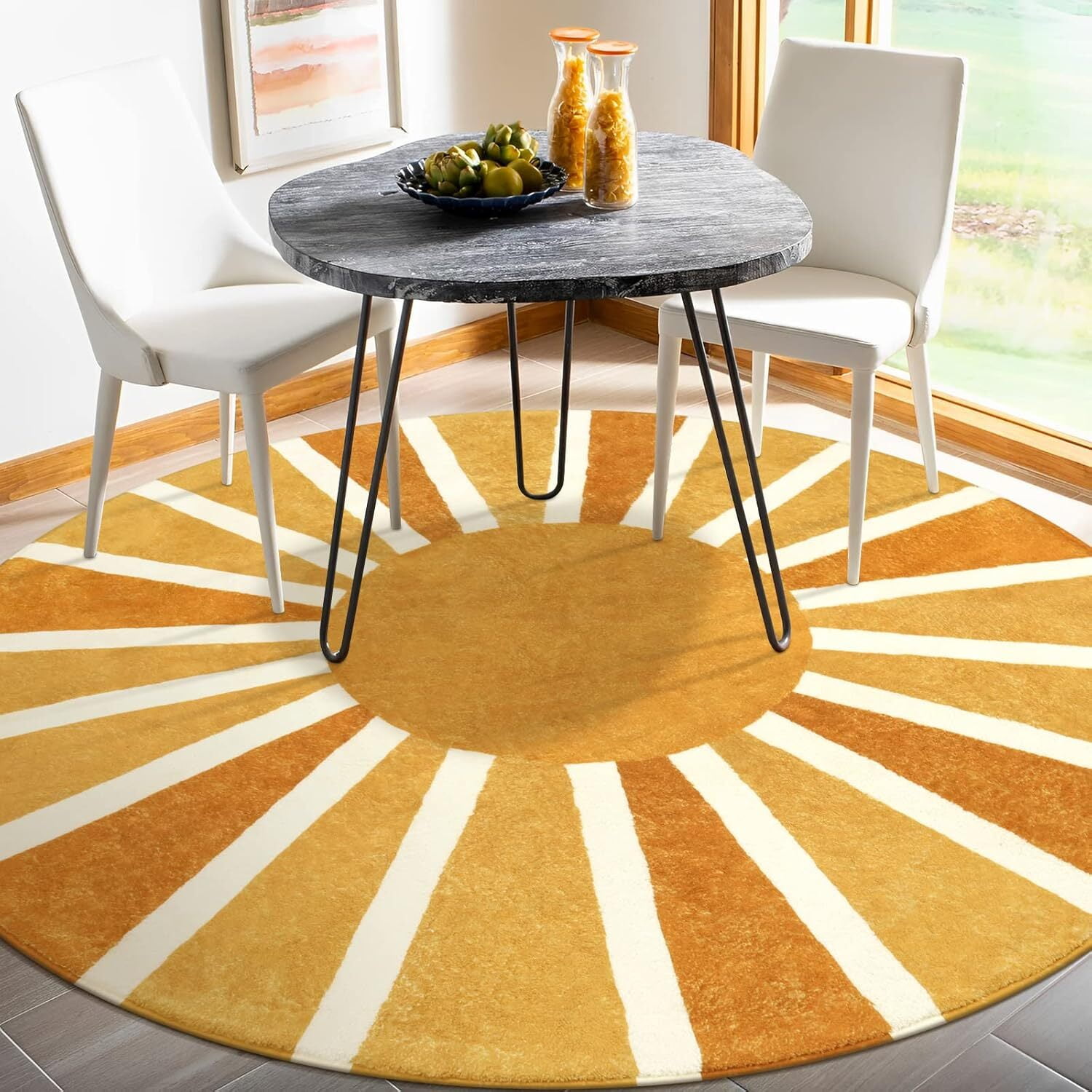 Lahome Boho Round Rugs,6ft Washable Non-Slip Small Round Area Rug Throw ...