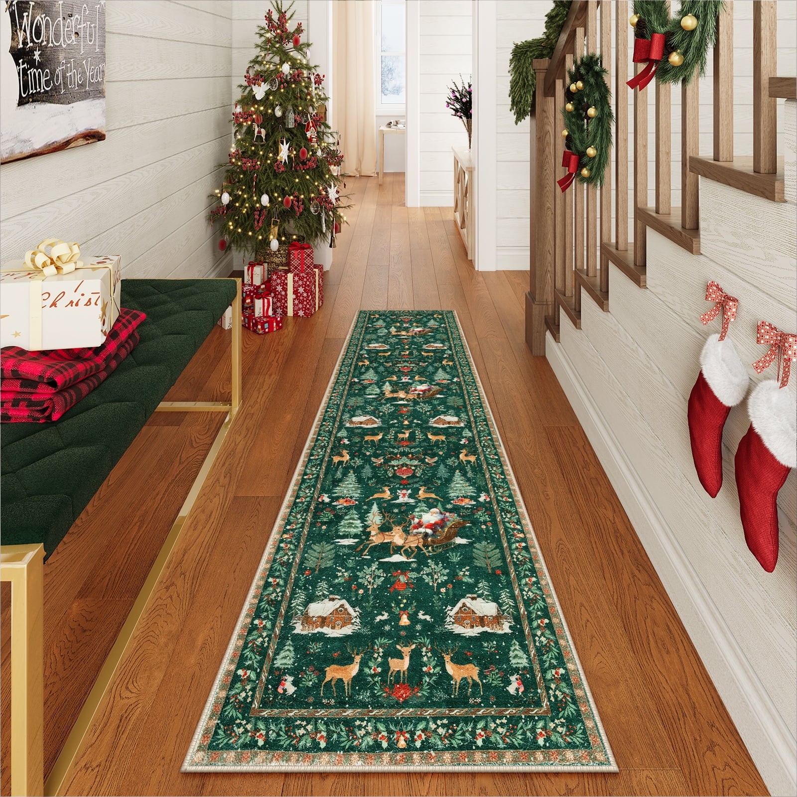 Lahome Decor Christmas Hallway Runner Rug,2'x10' Holiday Decorative ...