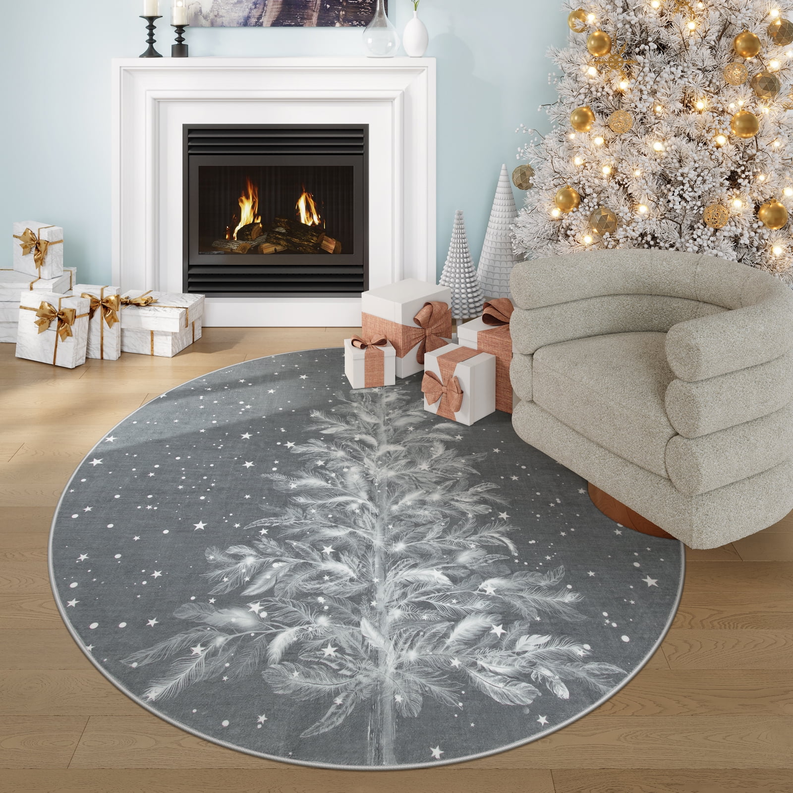 Customer reviews for Lahome Christmas Round Area Rug,5ft Entry Rug Non ...