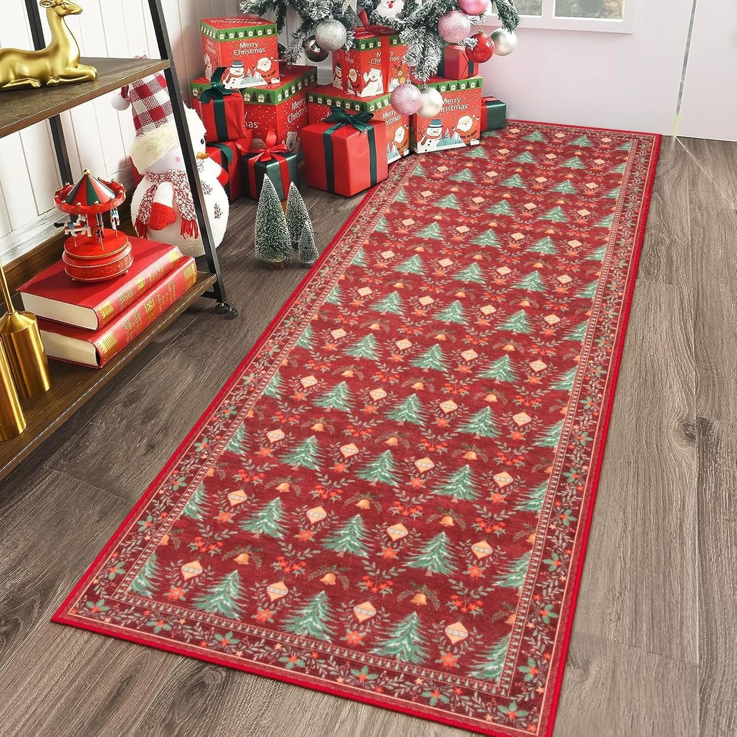 Lahome 2x8 Washable Christmas Runner Rug, Holiday Non Slip Christmas ...