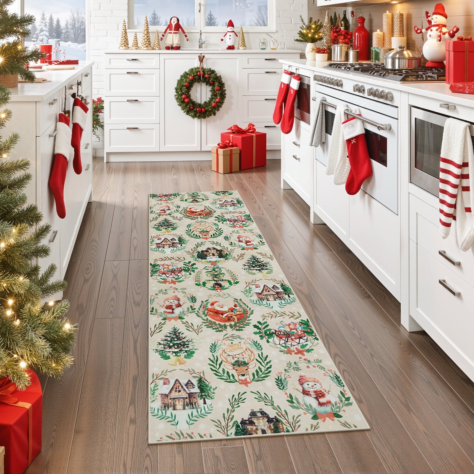Lahome Decor 2' x 6' Christmas Hallway Runner Rug, 2x6ft Kitchen Rug ...