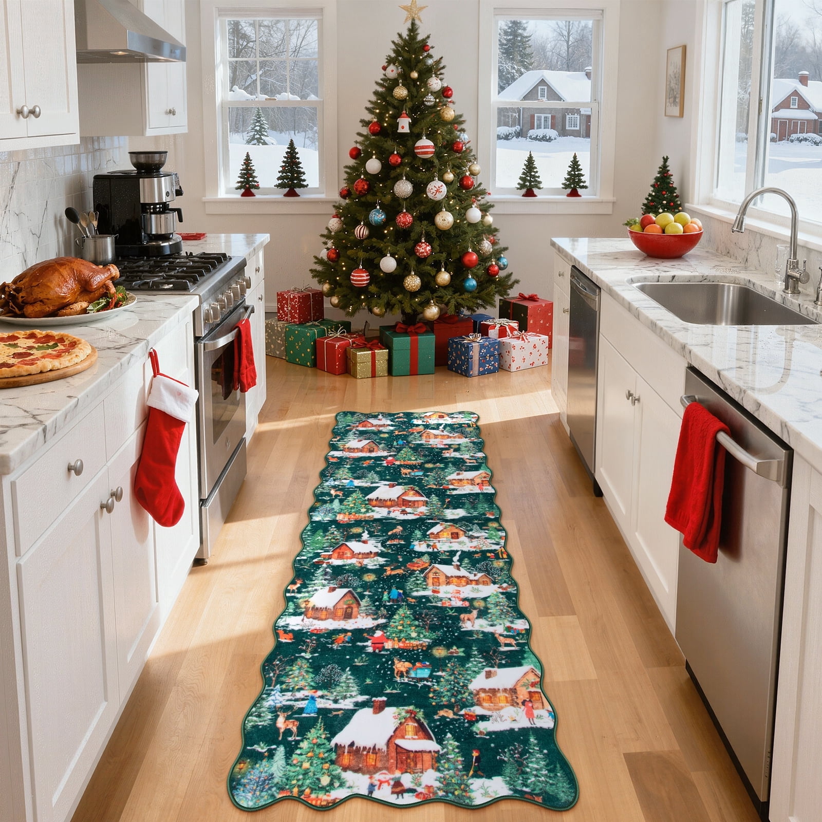 Lahome Decor 2' x 6' Christmas Runner Rugs For Hallway Kitchen Entryway ...
