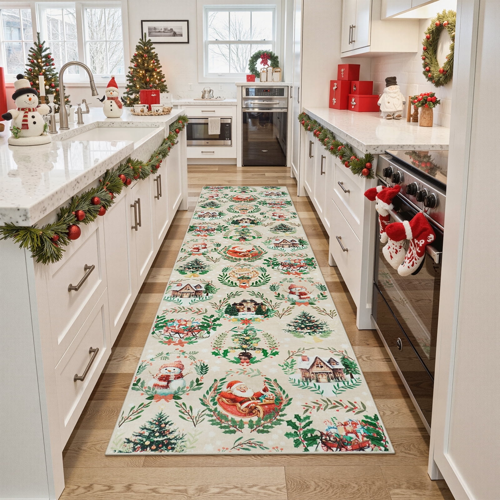 Lahome Decor 2' x 8' Christmas Hallway Runner Rug, 2x8 ft Kitchen Rug ...