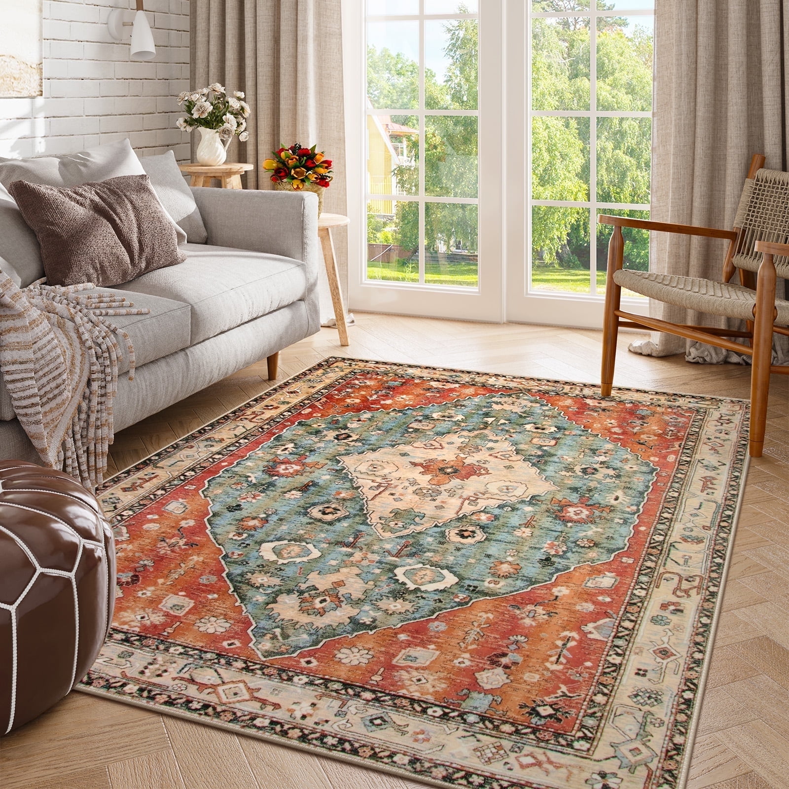 Lahome Decor 3'x5' Boho Vintage Area Rug,3x5ft Washable Living Room ...