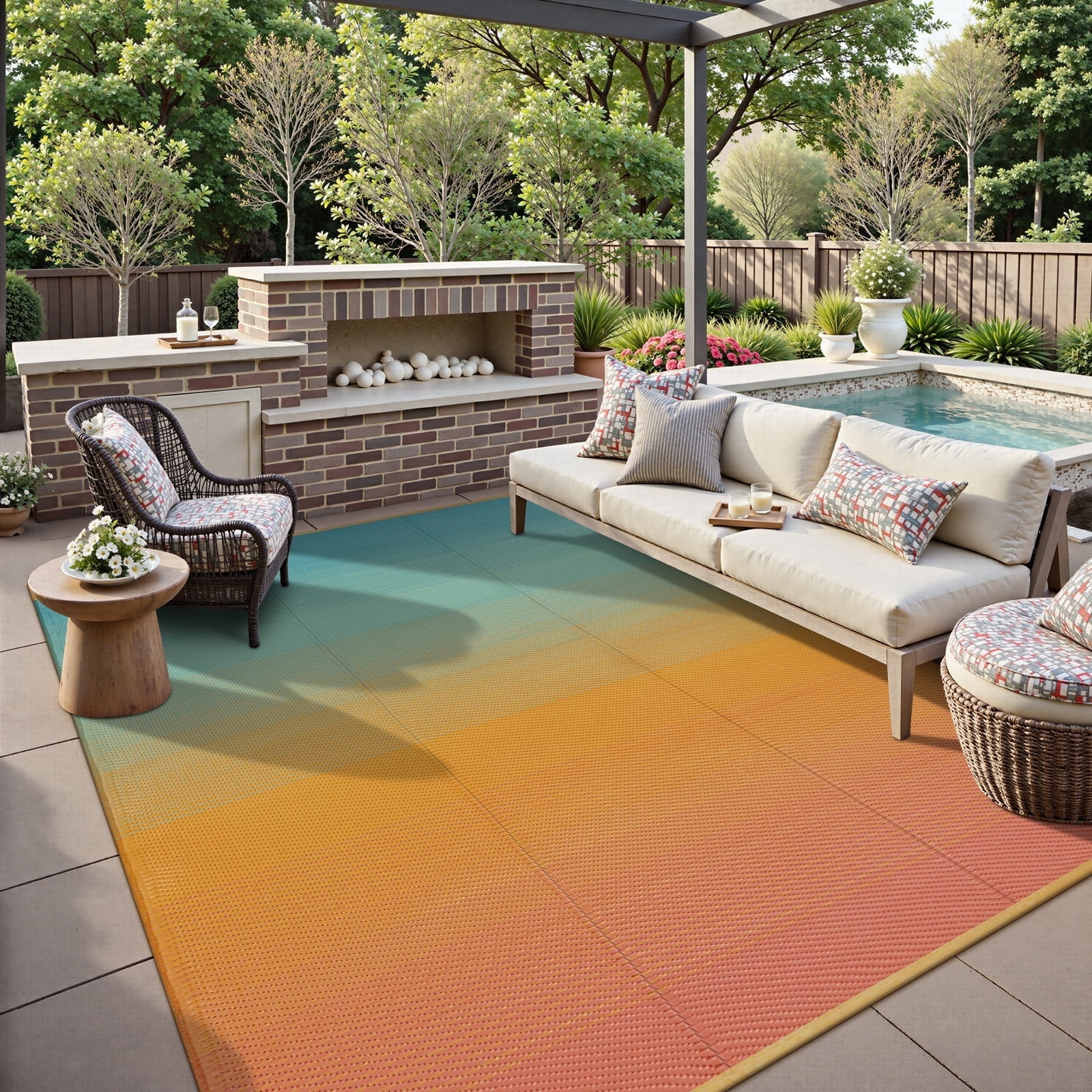 Lahome Decor 5'x 8' Outdoor Rug,Waterproof Patio Rug Reversible Indoor ...