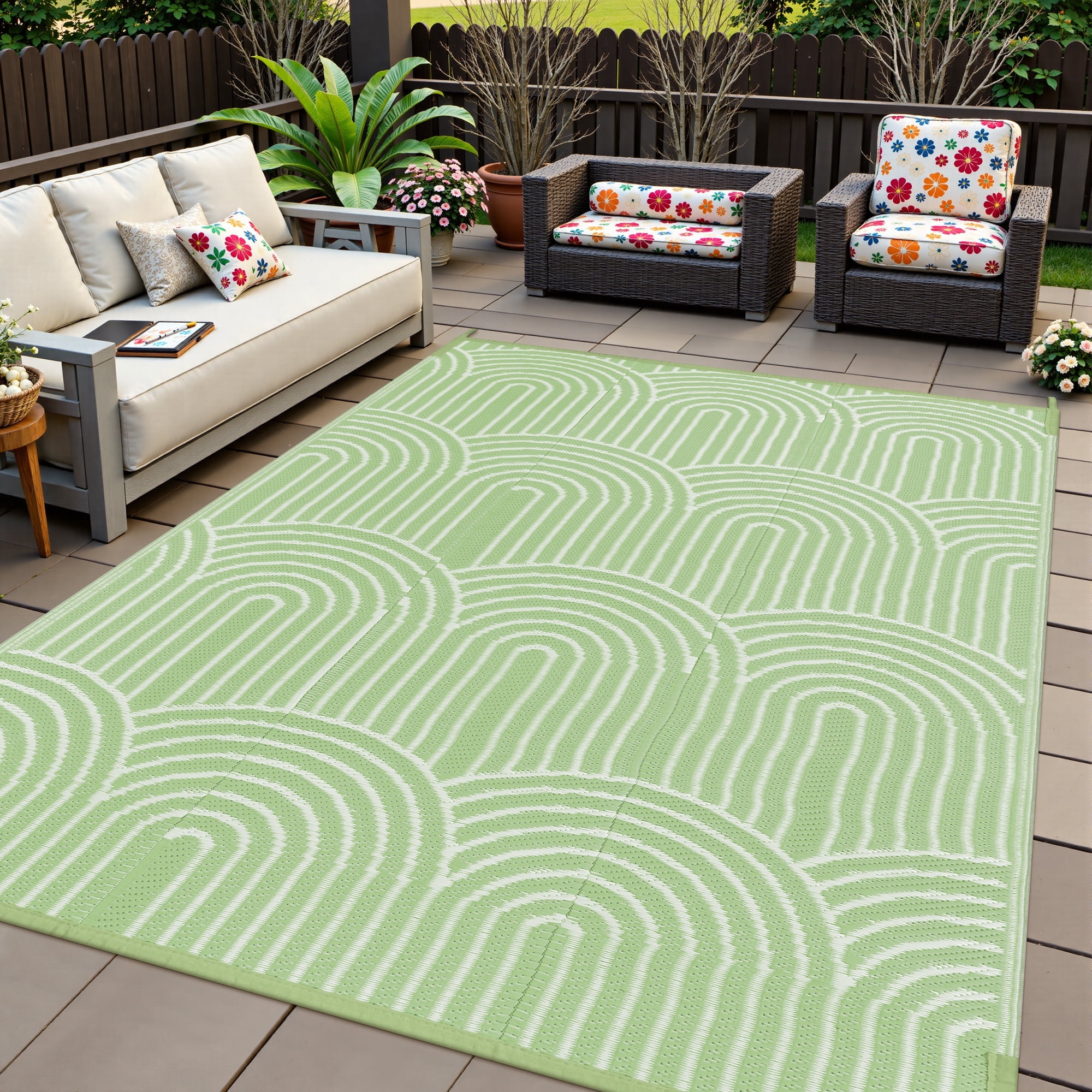 Lahome Decor 6'x9' Rainbow Outdoor Rug, Waterproof, UV-Resistant ...