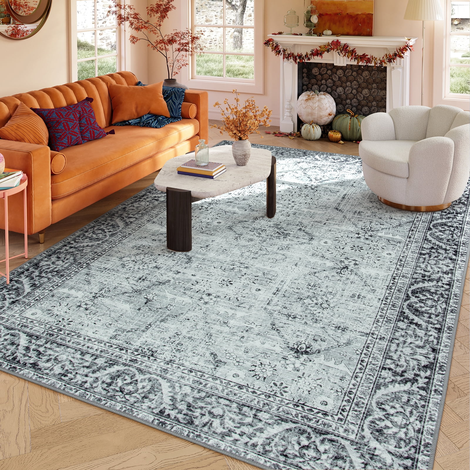 Lahome Decor 8'x10' Area Rug,Washable Rug Vintage Rug,Traditional Mat ...