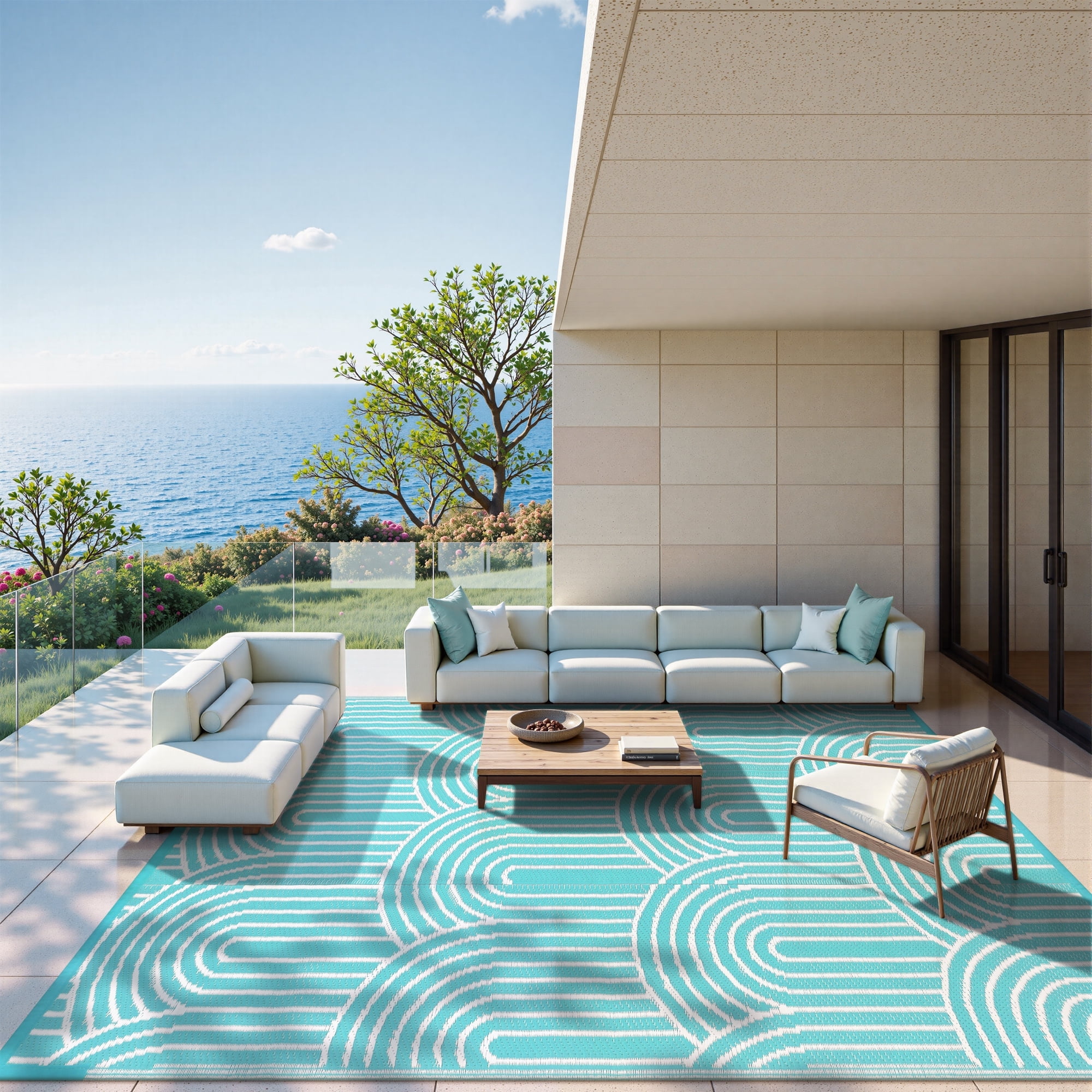 Lahome Decor 9’X12’ Rainbow Outdoor Rug for Patio,Beach Mats Waterproof ...