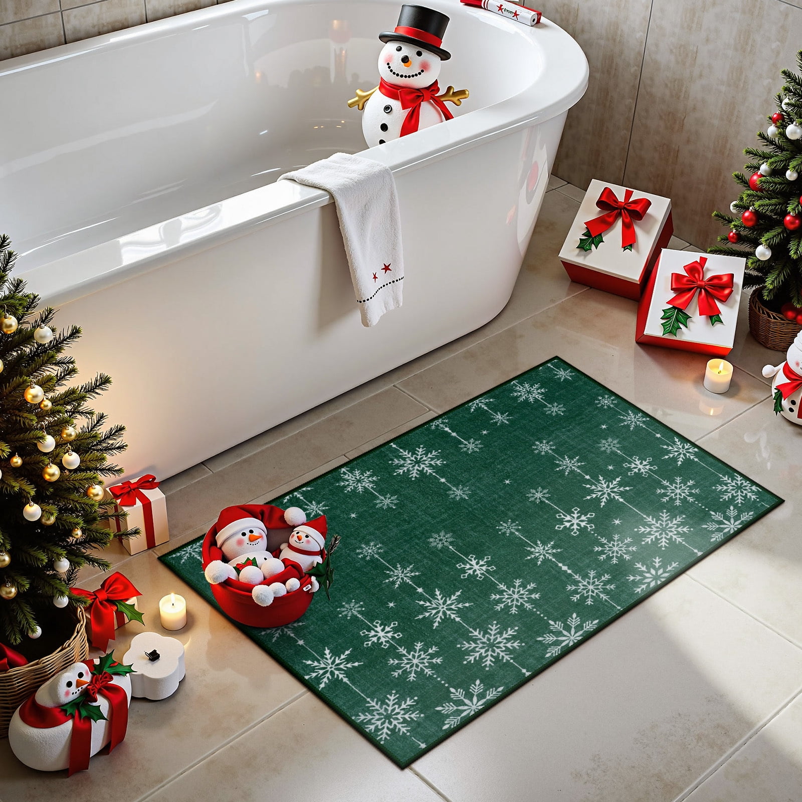 Lahome Decor Snowflake Christmas Area Rug,2x3 Entry Rug Non-Slip ...