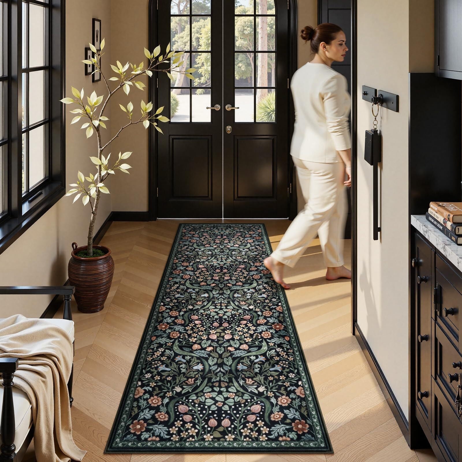 Lahome Floral Kitchen Runner Rug, 2'x6' Runners for Hallways 6ft Non ...