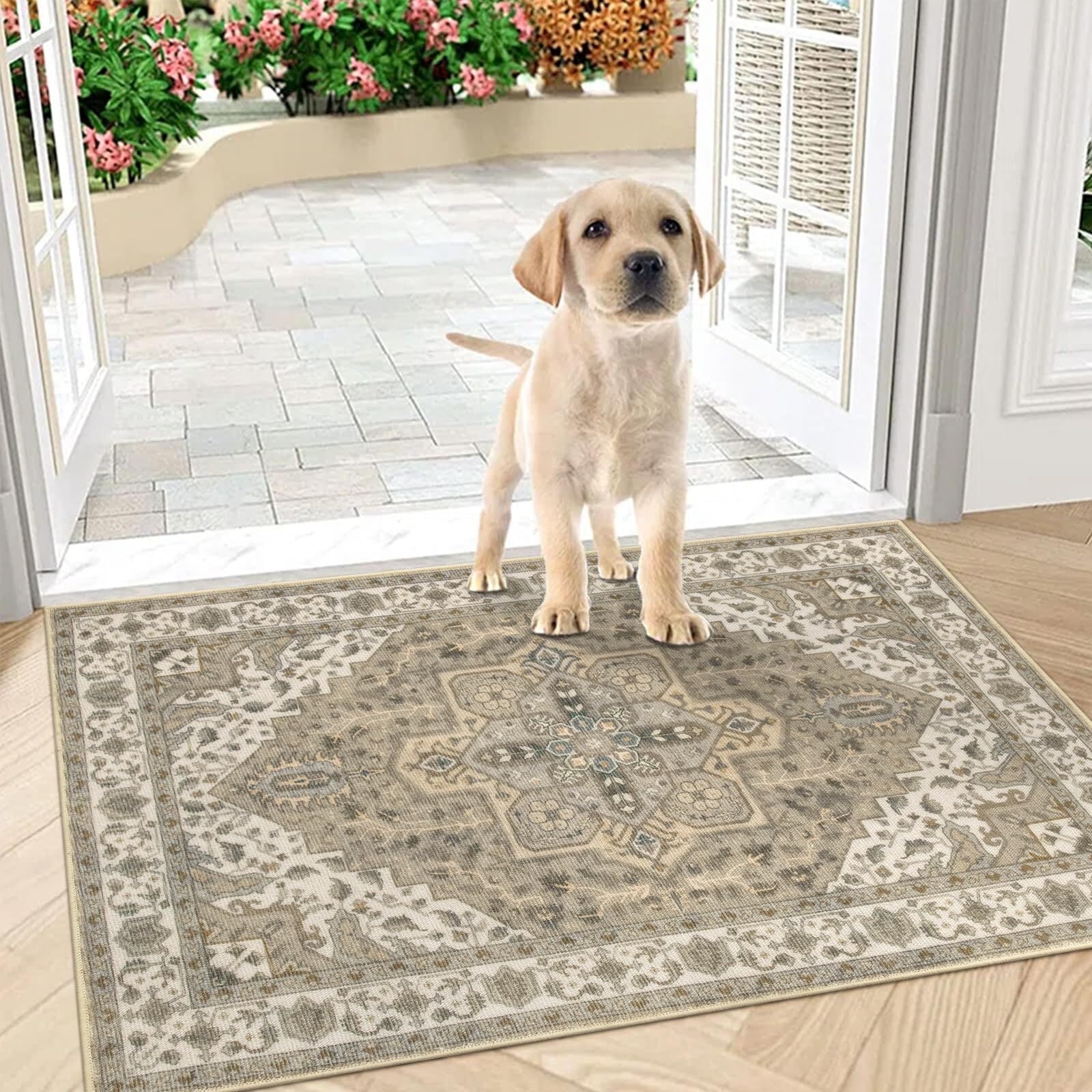 Lahome Door Mat 32"x 48" Vintage Floor Mat, Non Slip Washable Doormat ...