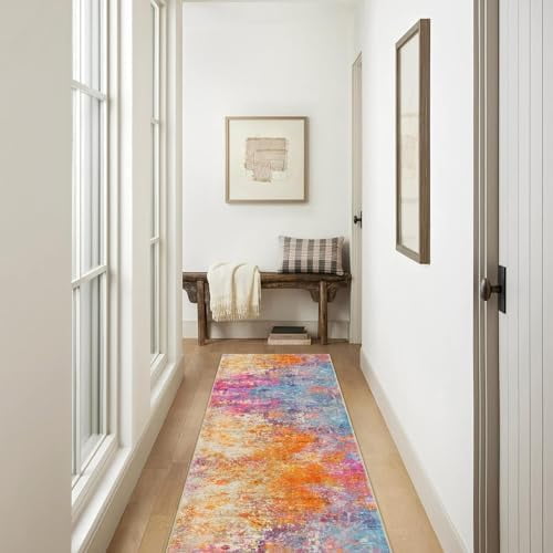 Lahome Modern Abstract Runner Rugs with Rubber Backing - 2x8 Colorful ...
