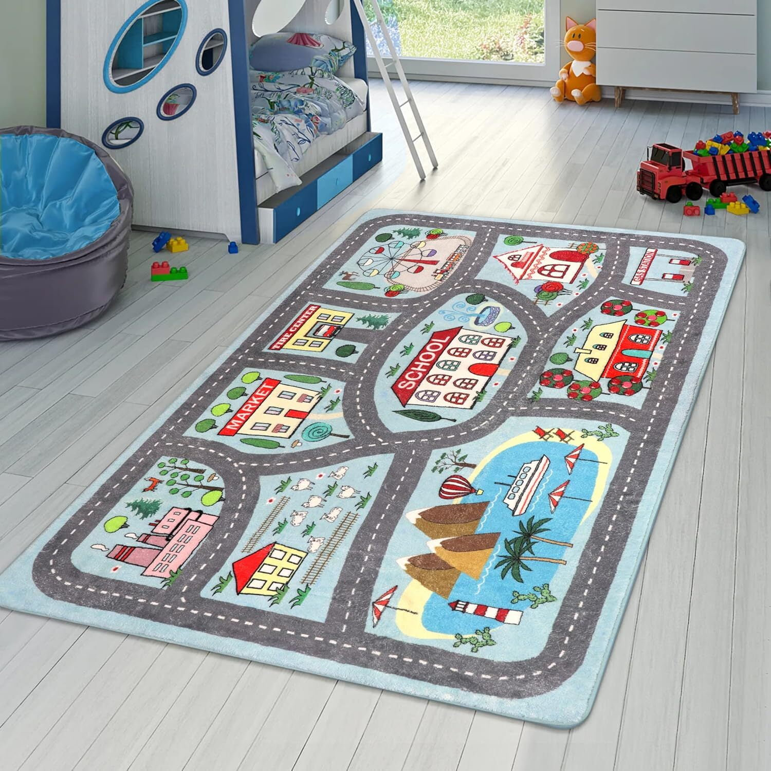 Lahome Montessori Playmat Rug for Kids,4'x6' Kids Car Carpet Playmat ...