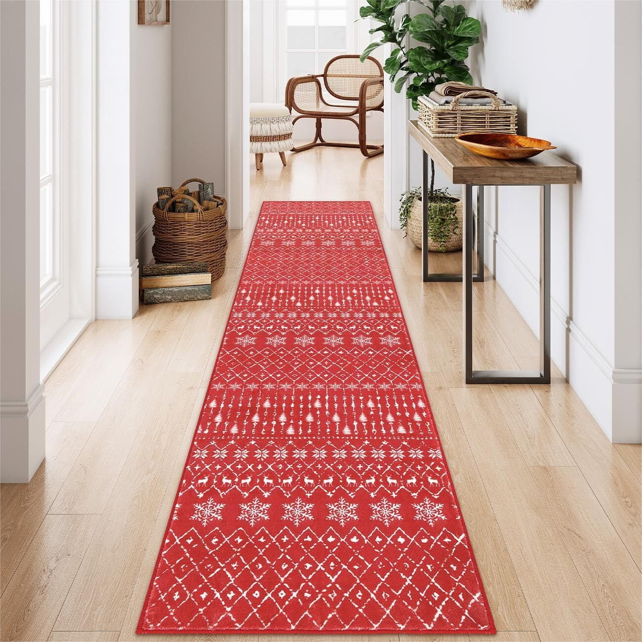 Lahome Moroccan Christmas Rug,2'x8'Christmas Runner Rug,Holiday Machine ...