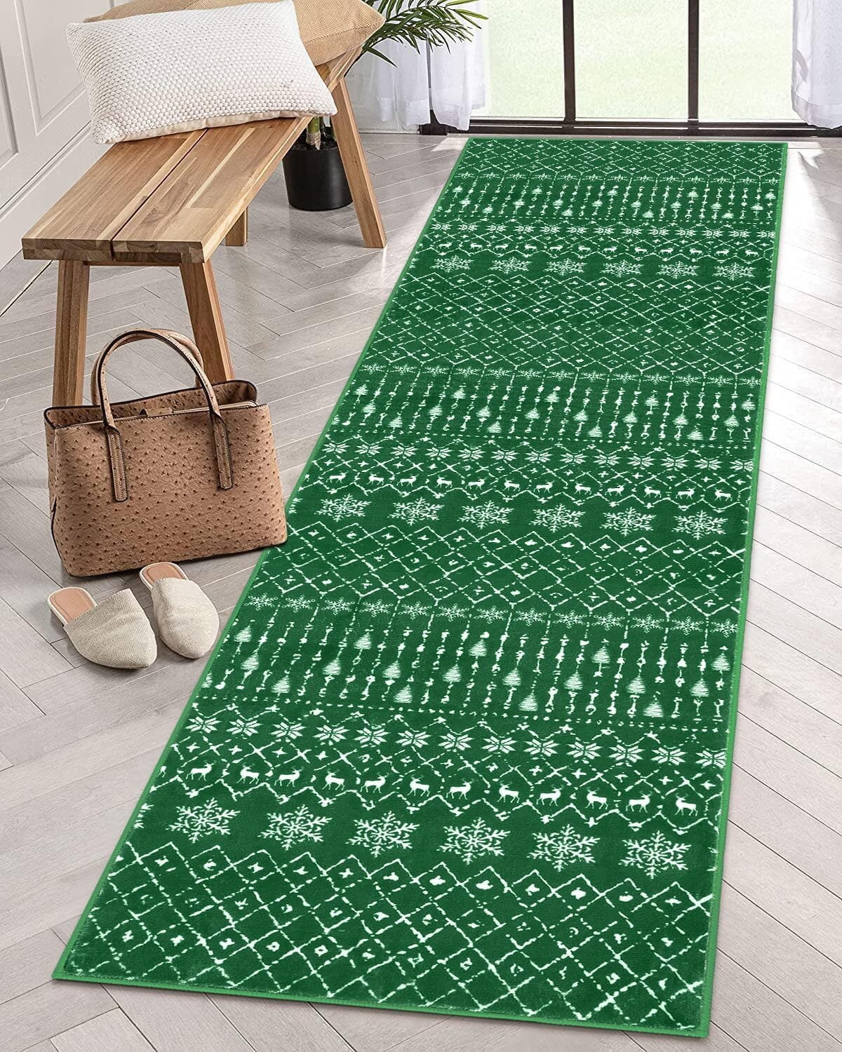 Lahome Moroccan Christmas Rug,2'x8'Christmas Runner Rug,Holiday Machine ...