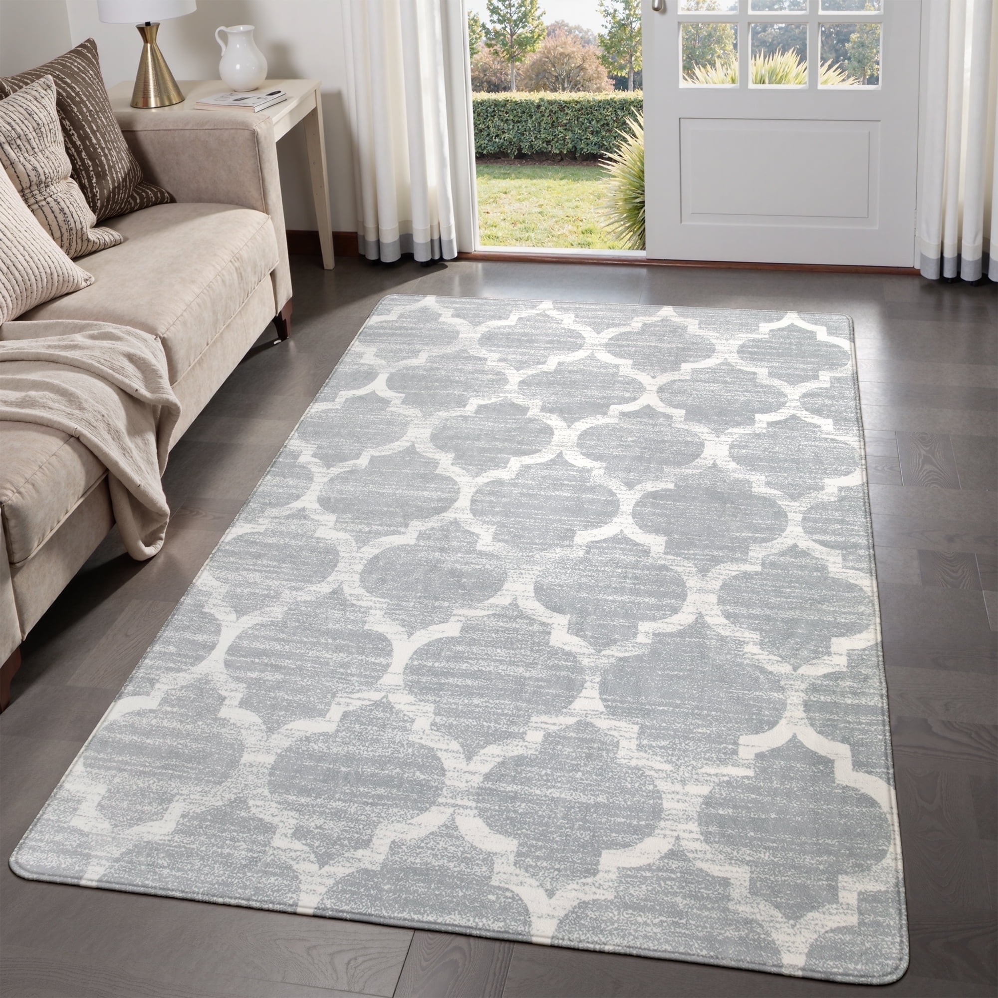 Lahome 4x6 Moroccan Washable Area Rugs for Living Room, Grey Non Slip ...