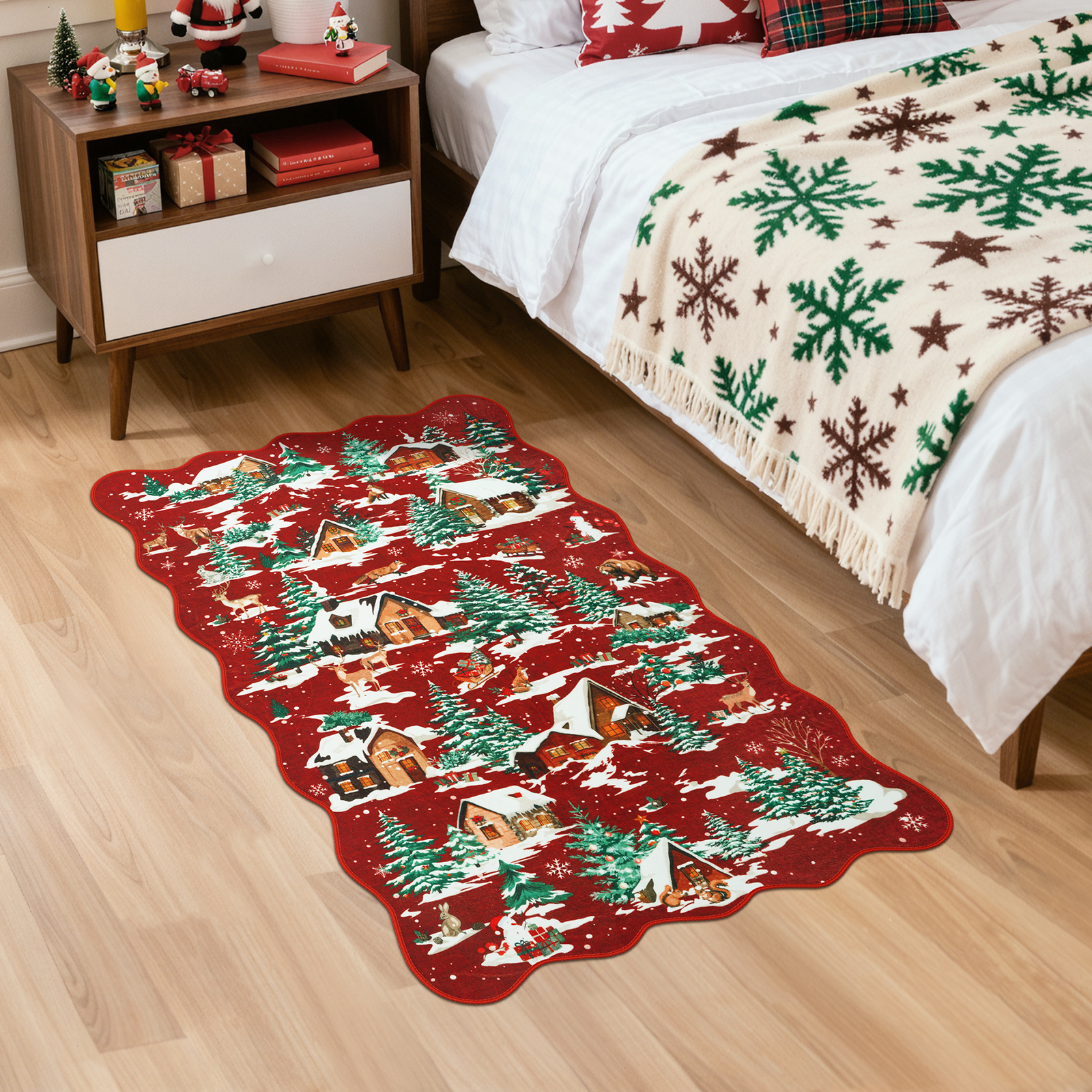 Lahome Non-Slip Washable 3x5 Christmas Area Rug, Festive Tree Design ...