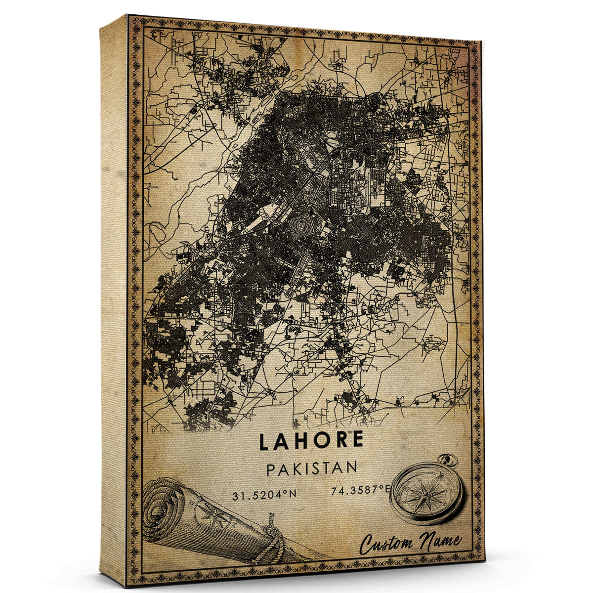 Lahore Map Poster, Pakistan Map Art Poster, Canvas, Lahore Map City ...