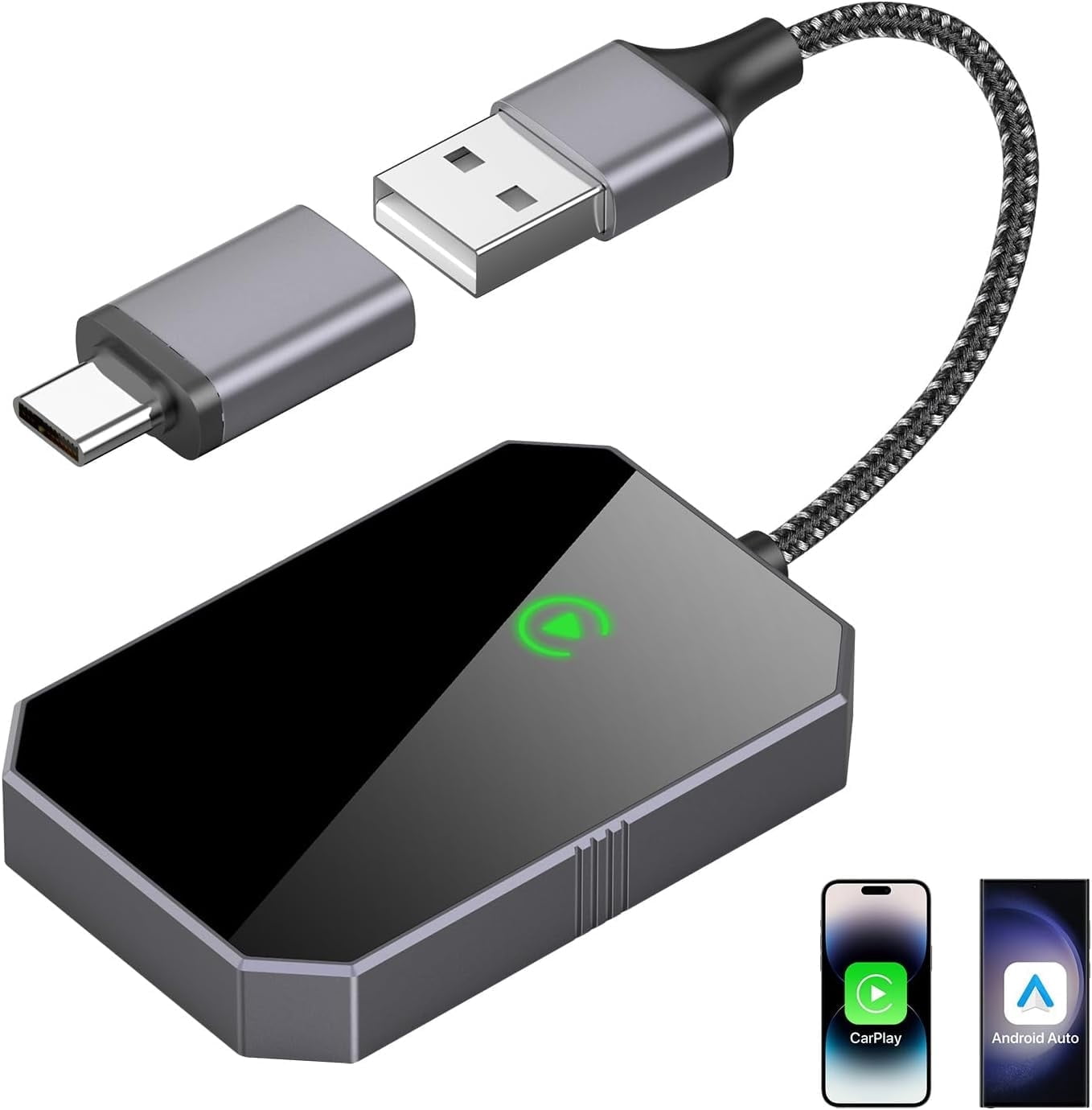 LaiHang Wireless CarPlay Adapter For Apple & Android Auto Adapter ...