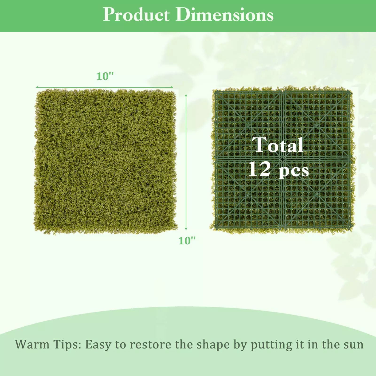 Laicejoy 12 PCS Faux Green Moss Panels W/Insertable Branches Stable X ...