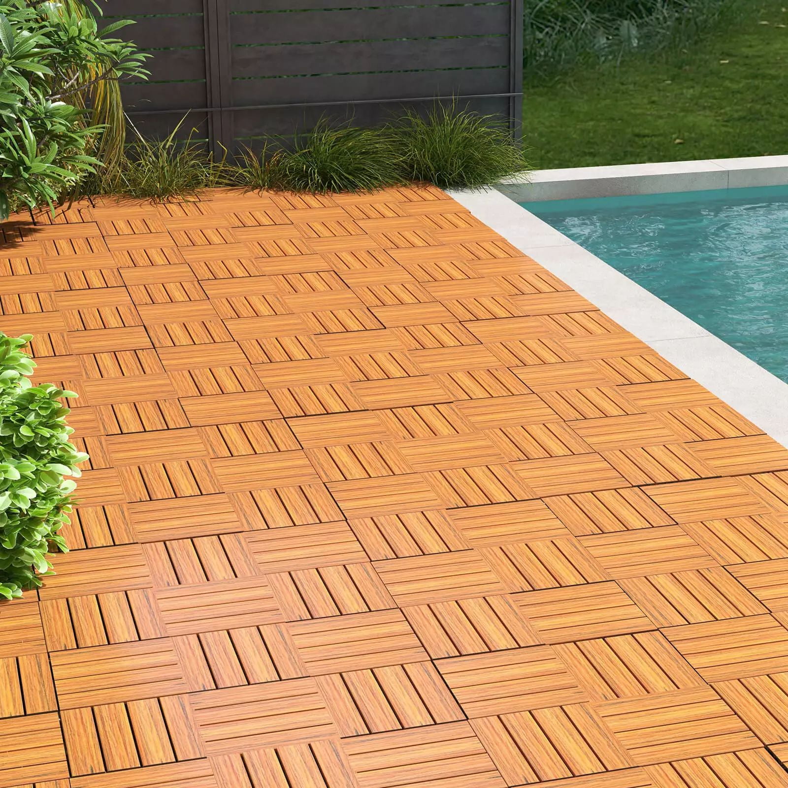 Laicejoy 18 PCS Interlocking Deck Tiles, 12" x 12"/30.5 cm x 30.5 cm Waterproof All Weather ...